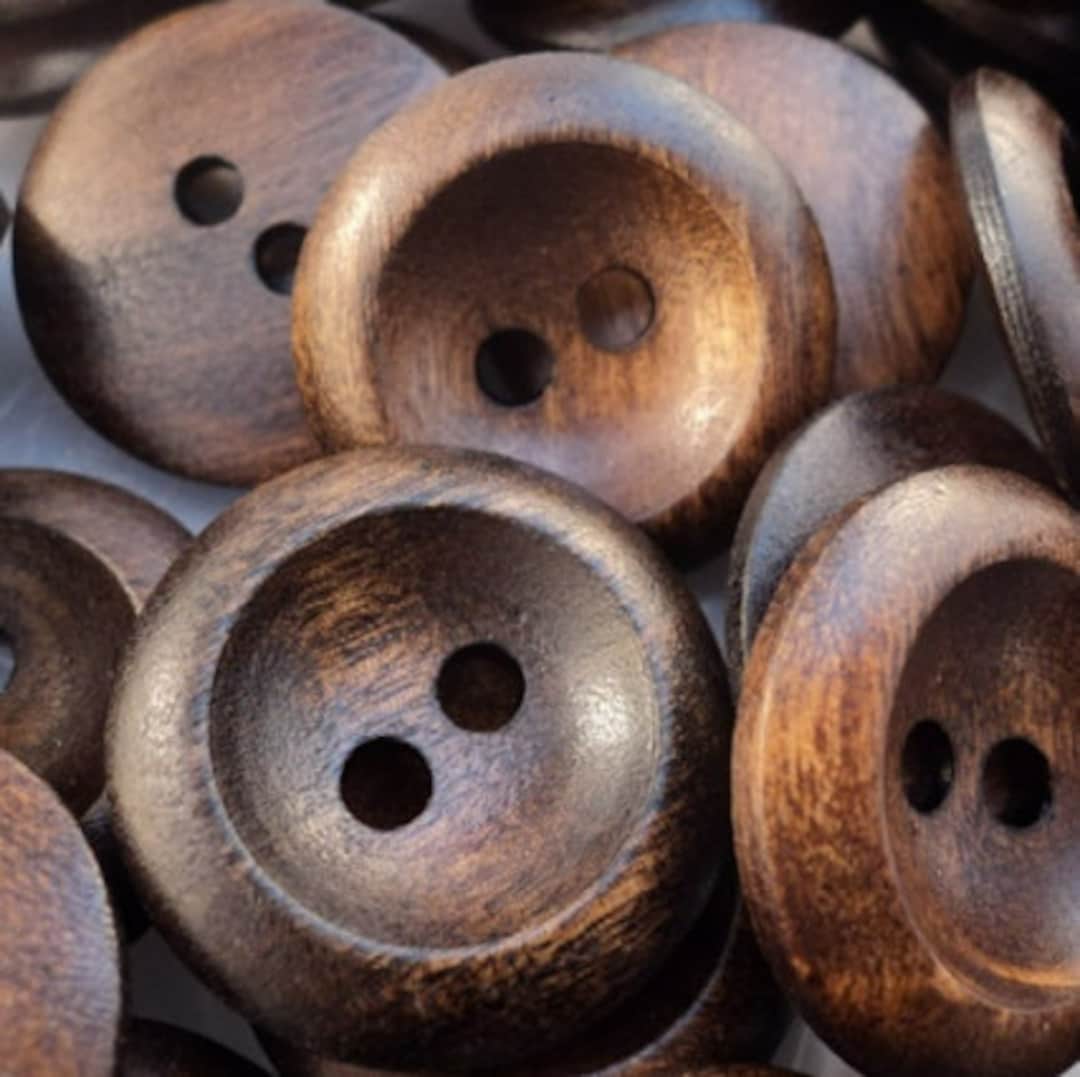 Walnut Stained Olive Wood Buttons Natural Curve Edge Two Hole Button ...