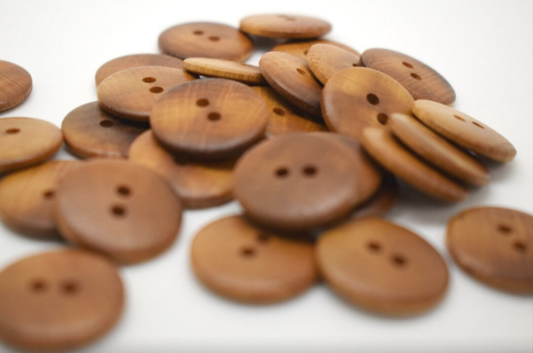 Wood Sewing Buttons - Solid Beech Wood - Made in Italy - Flat 2 Hole ...