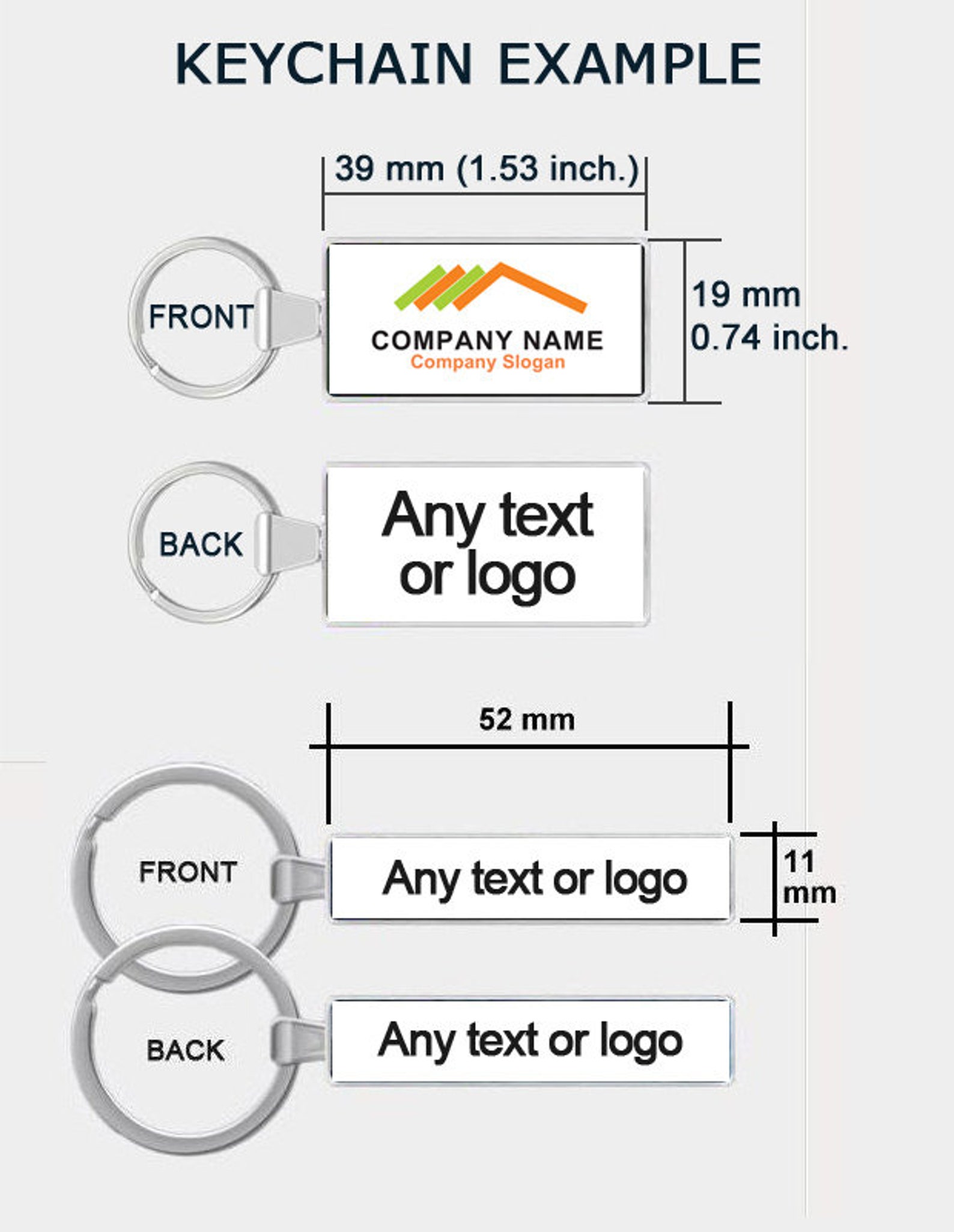 Company Logo Keyring Business Logo Keyring Double Sided - Etsy