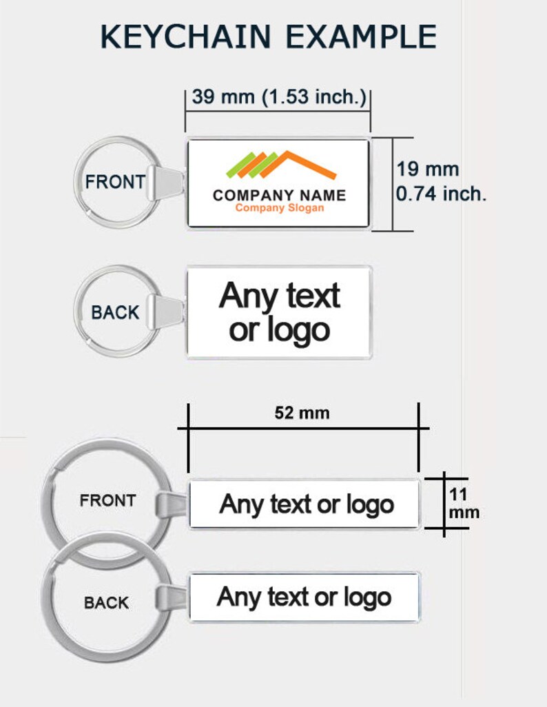 Company Logo Keyring Business Logo Keyring Double Sided - Etsy