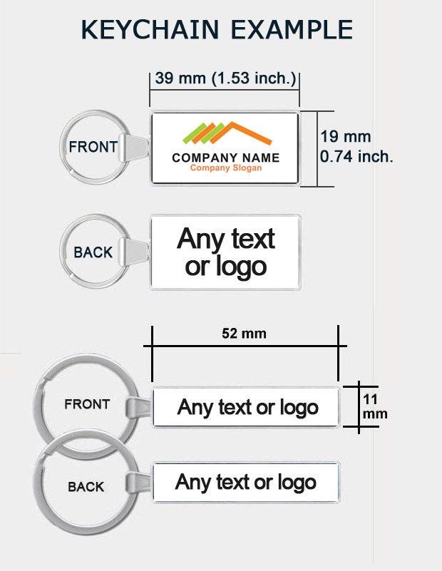 Company Logo Keyring Business Logo Keyring Double Sided - Etsy