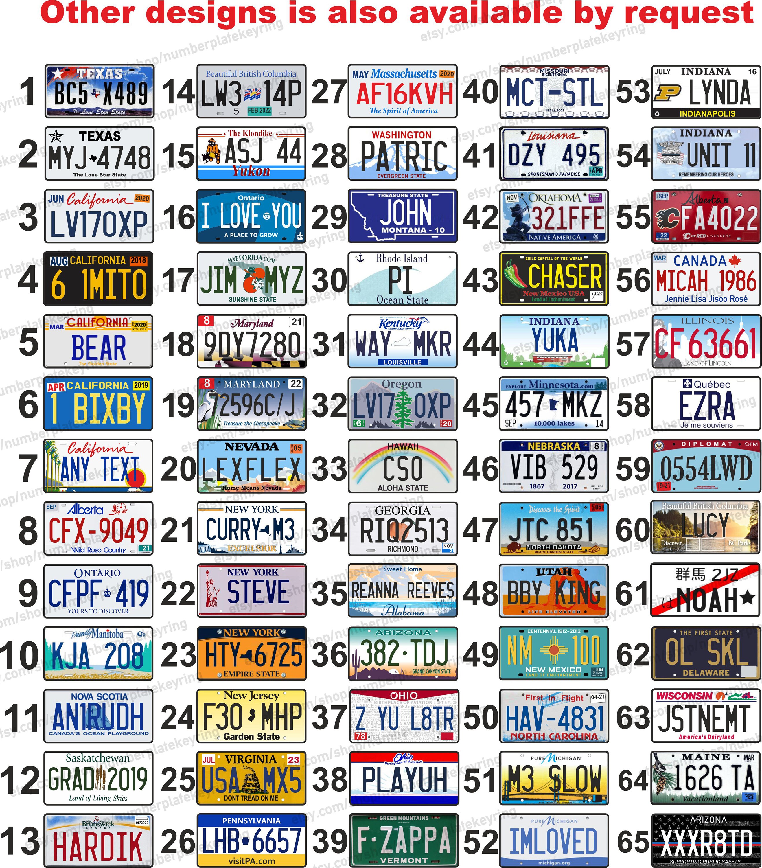 Custom Usa, Square Type Number Plates Keychain, Any Car Model, Texas ...