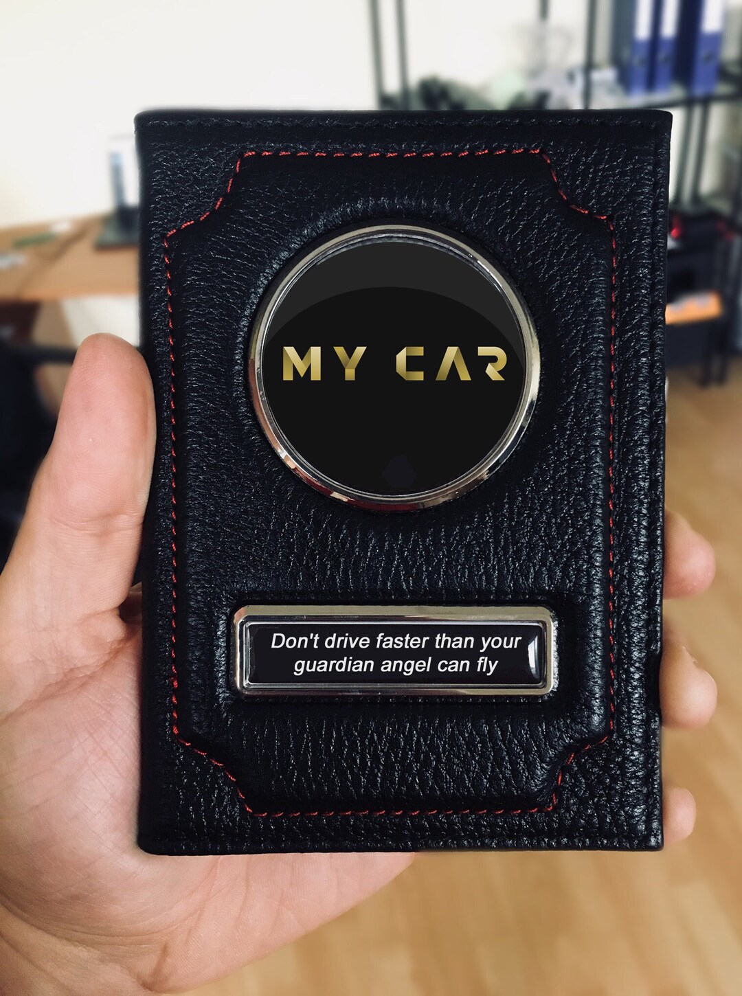 Personalized Leather Auto Document Cover With Any Text or Number Plate ...