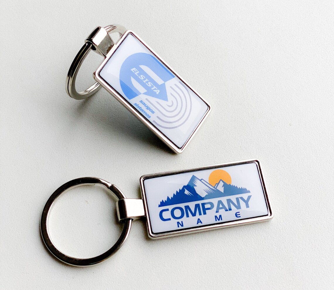 Company Logo Keyring Business Logo Keyring Double Sided - Etsy