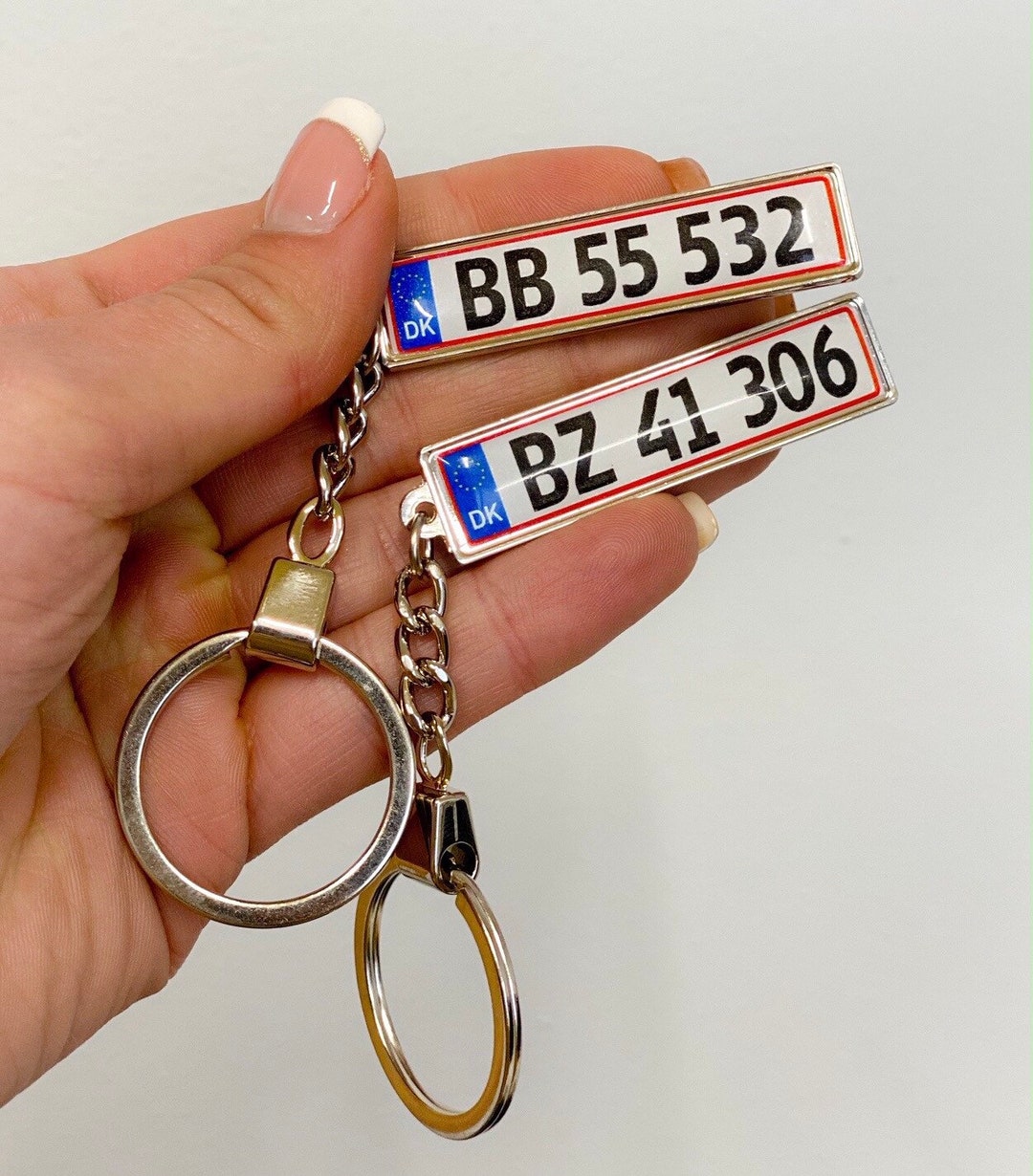 Custom Denmark Number Plate Keychain, Denmark License Plate Keyring ...