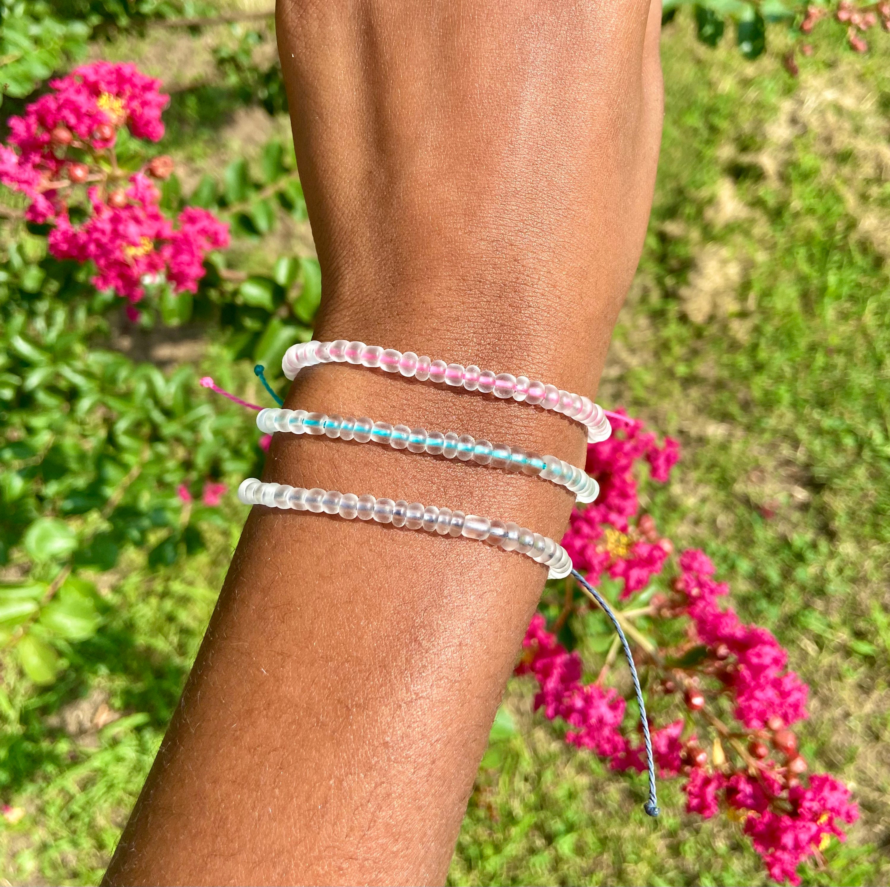 Custom Color Clear Beaded Waxed String Bracelet Waterproof - Etsy