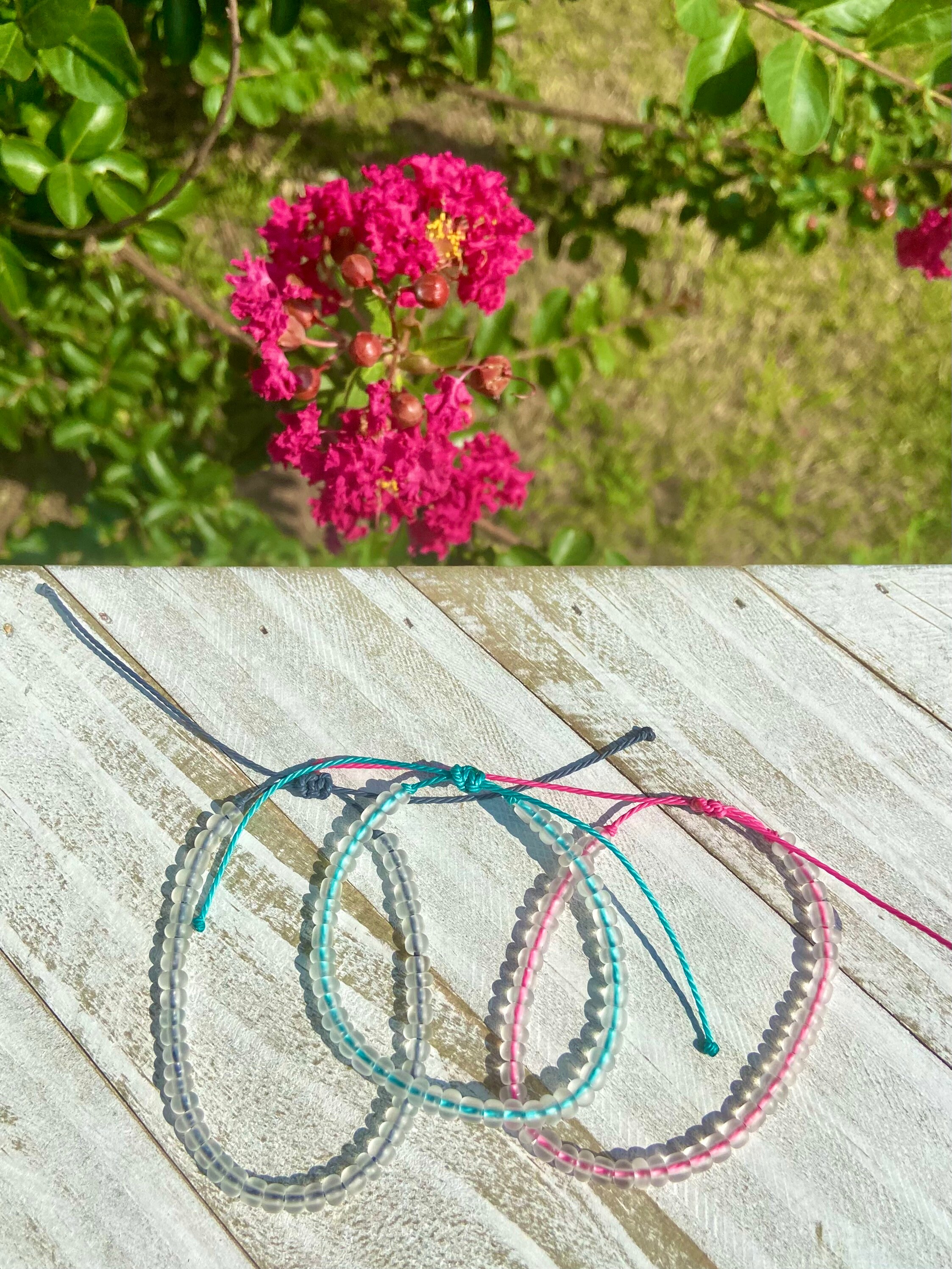 Custom Color Clear Beaded Waxed String Bracelet Waterproof - Etsy