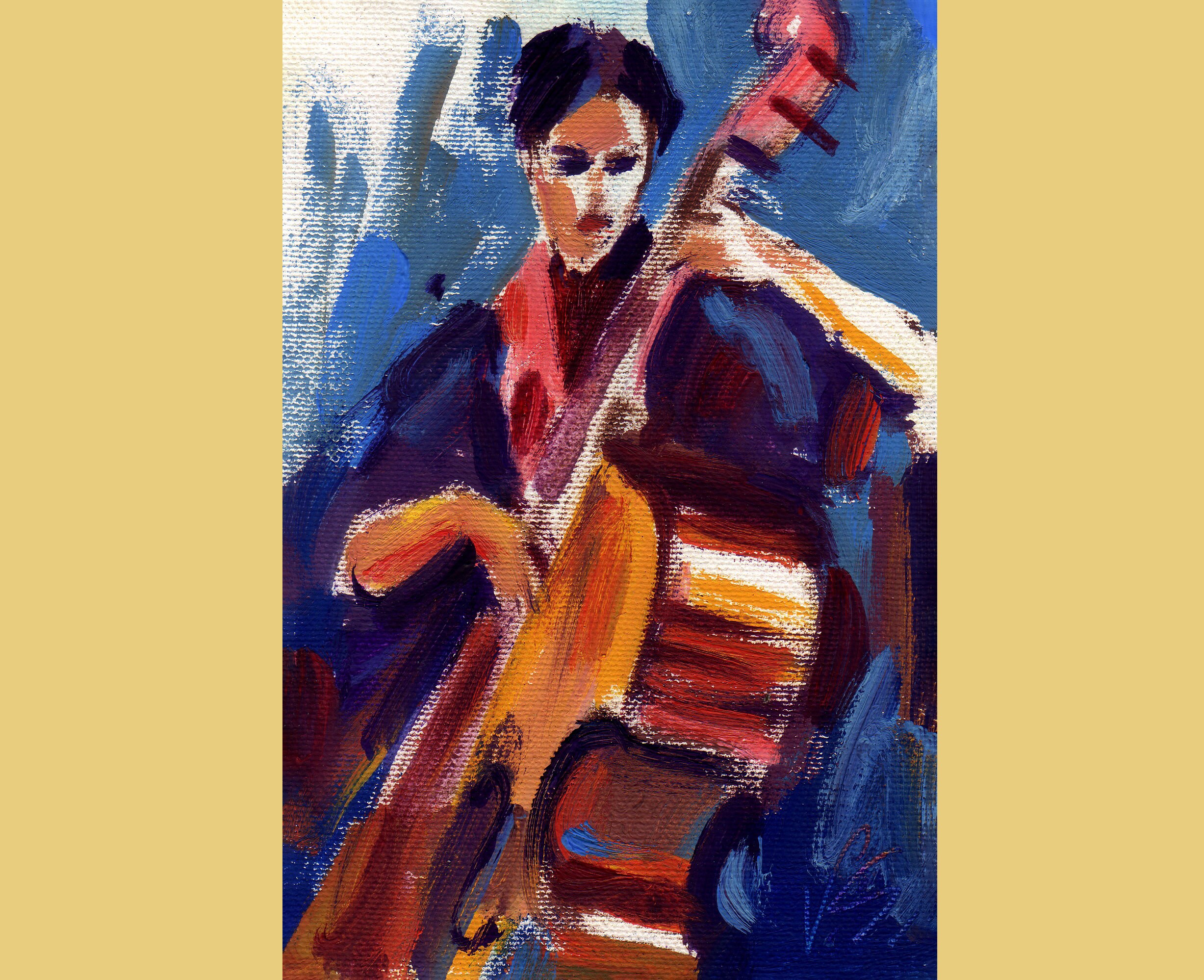 Musician Painting Original Art Oil Musician Painting Art Home Small 7 ...