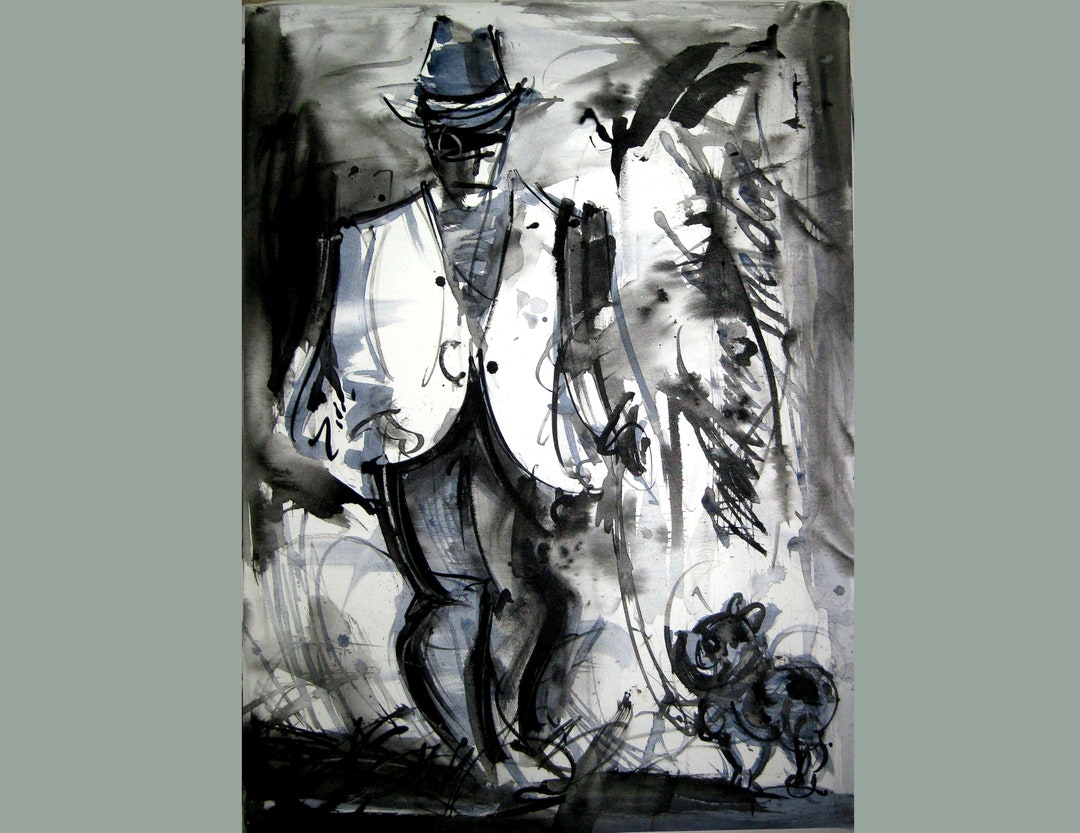 Dog Walk Painting Original Art Original Acrylic Painting 32 by 25.5 by ...