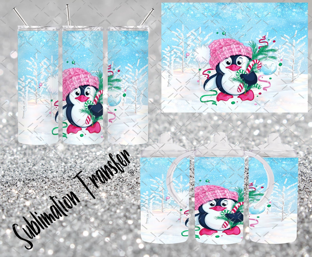 Girly Penguin Tumbler Sublimation Transfer Skinny Straight Sippy Flip Top - Etsy