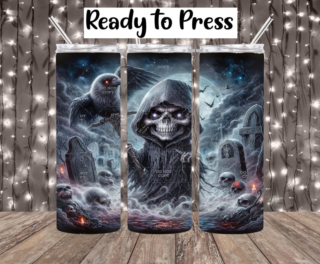 Halloween Skeleton Reaper Sublimation Transfer Ready to Press Skinny ...