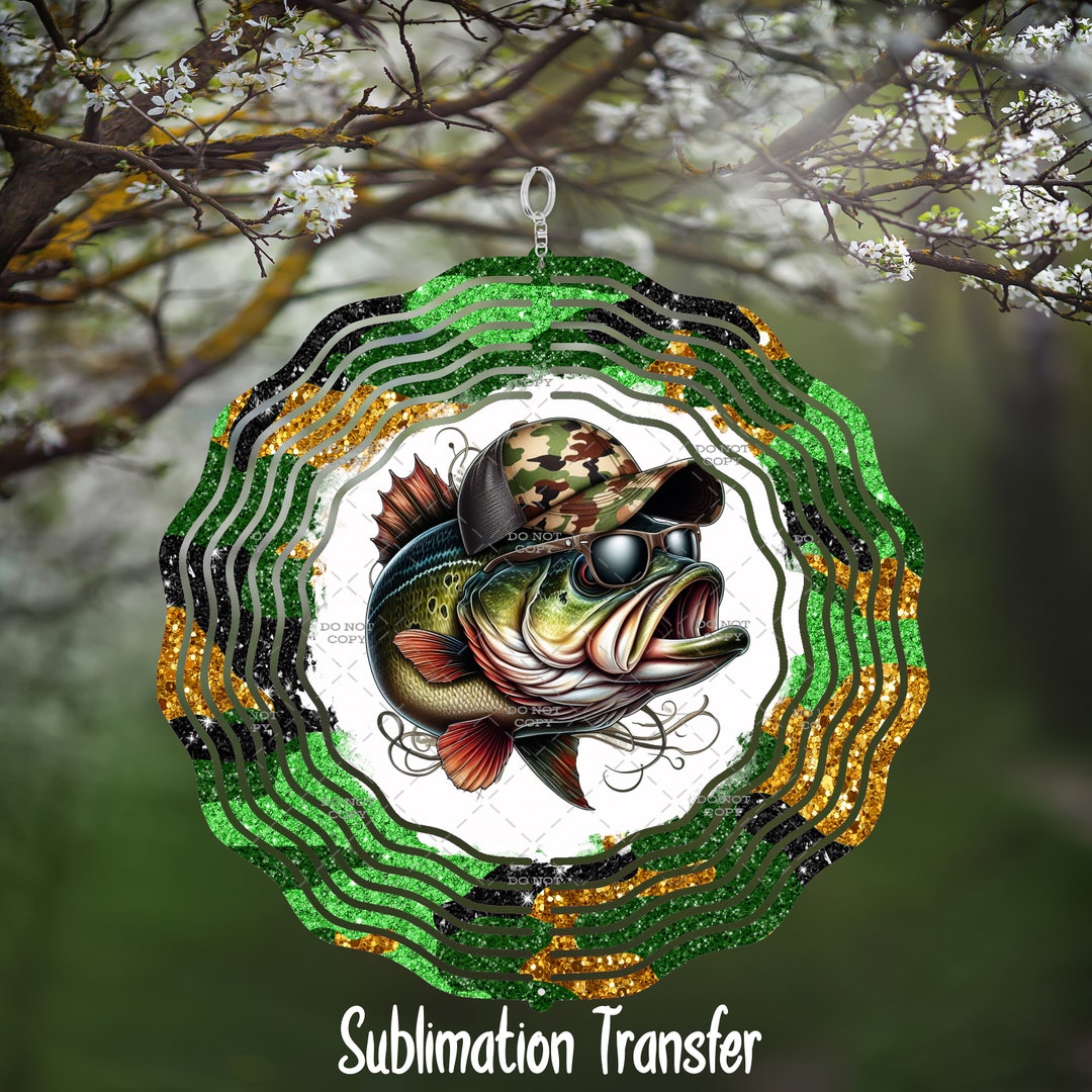 Open Mouth Bass Fish Wind Spinner Ready to Press Wind Spinner Transfer ...