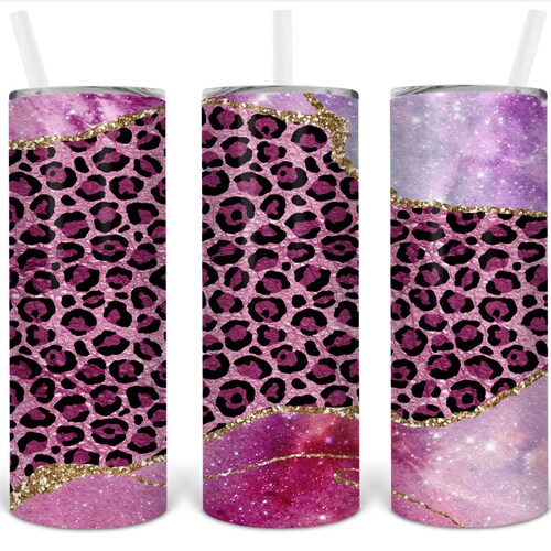 Leopard & Pink Glitter Tumbler Sublimation Transfer Ready - Etsy