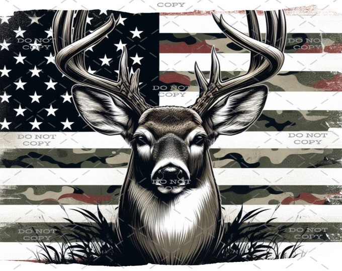 Buck Deer PNG Hunting Sublimation Design American Flag DIGITAL DOWNLOAD ...