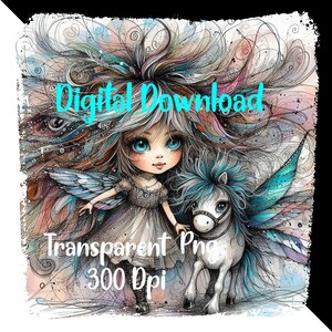 Whimsical Girl and Pony DIGITAL DOWNLOAD Png File - Etsy