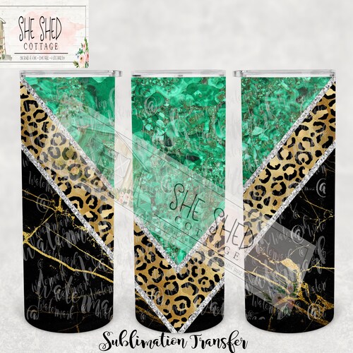 Leopard And Pink Glitter Tumbler Sublimation Transfer Ready Etsy
