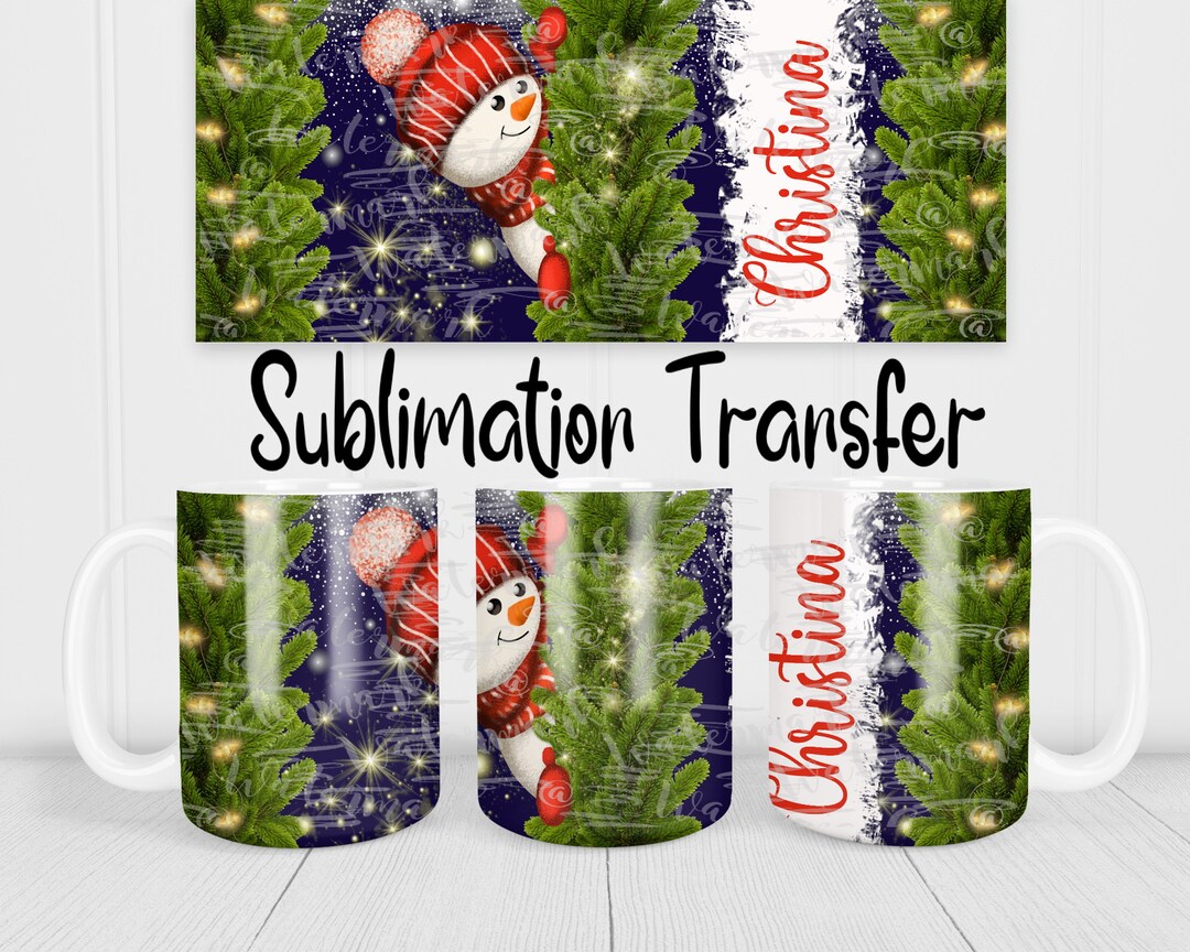 Snowman Mug Wrap Sublimation Transfer Ready to Press - Etsy