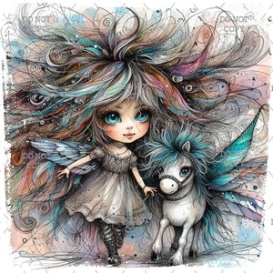 Whimsical Girl and Pony DIGITAL DOWNLOAD Png File - Etsy