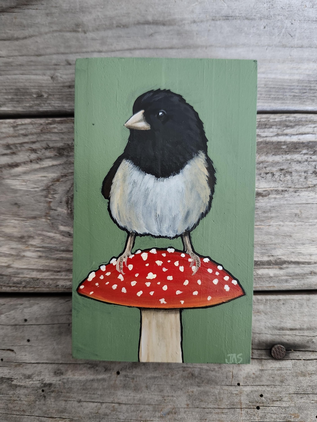 Handpainted Original Junco Painted on Repurposed Wood With Acrylics - Etsy