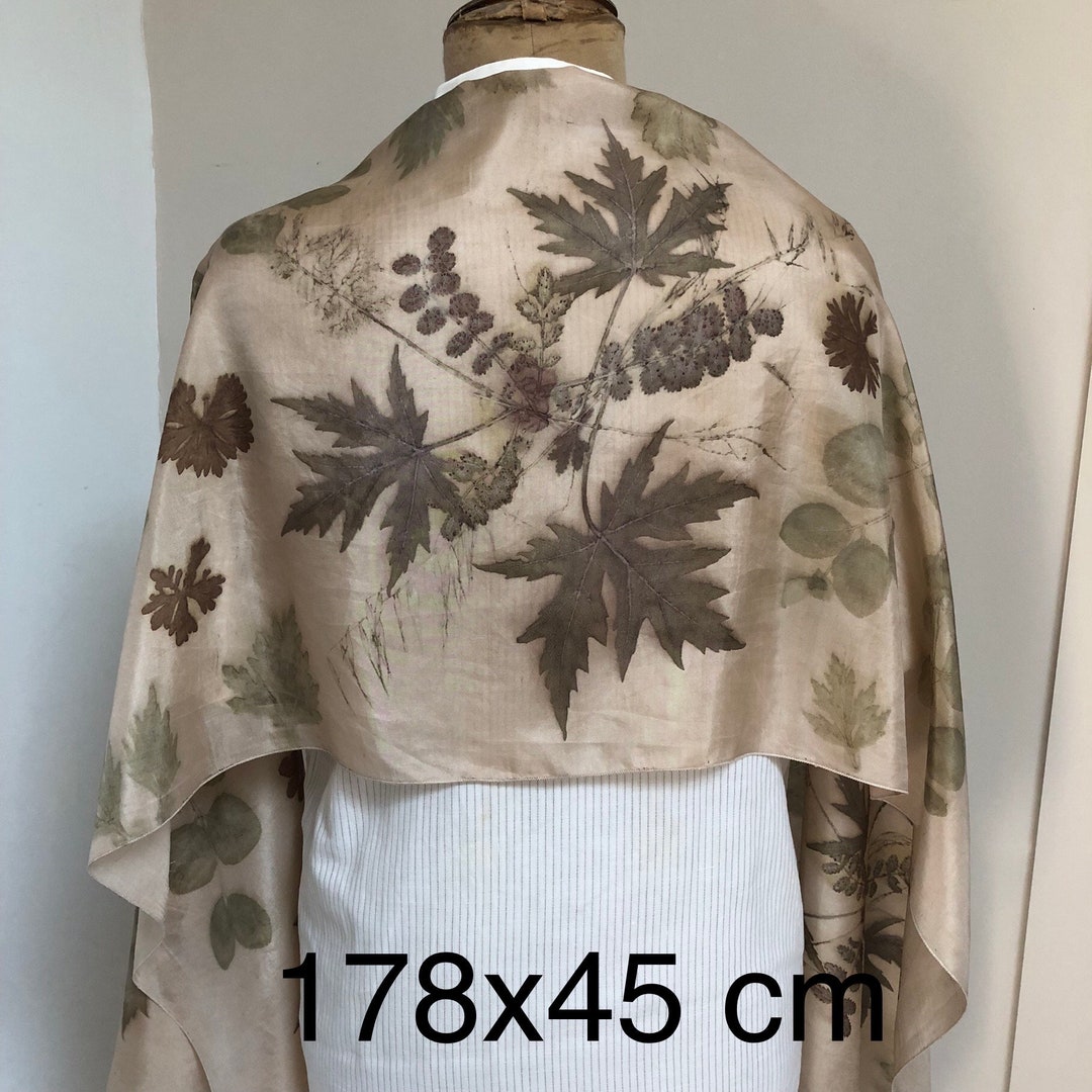 Silk Scarf-stole Natural Vegetable Color Plant Print - Etsy