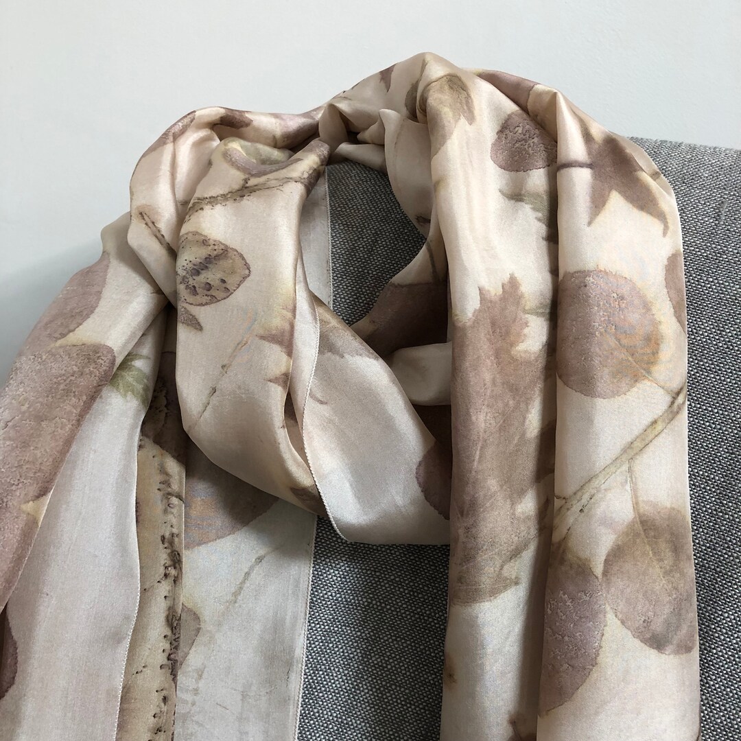 Silk Scarf-stole Natural Vegetable Color Plant Print - Etsy