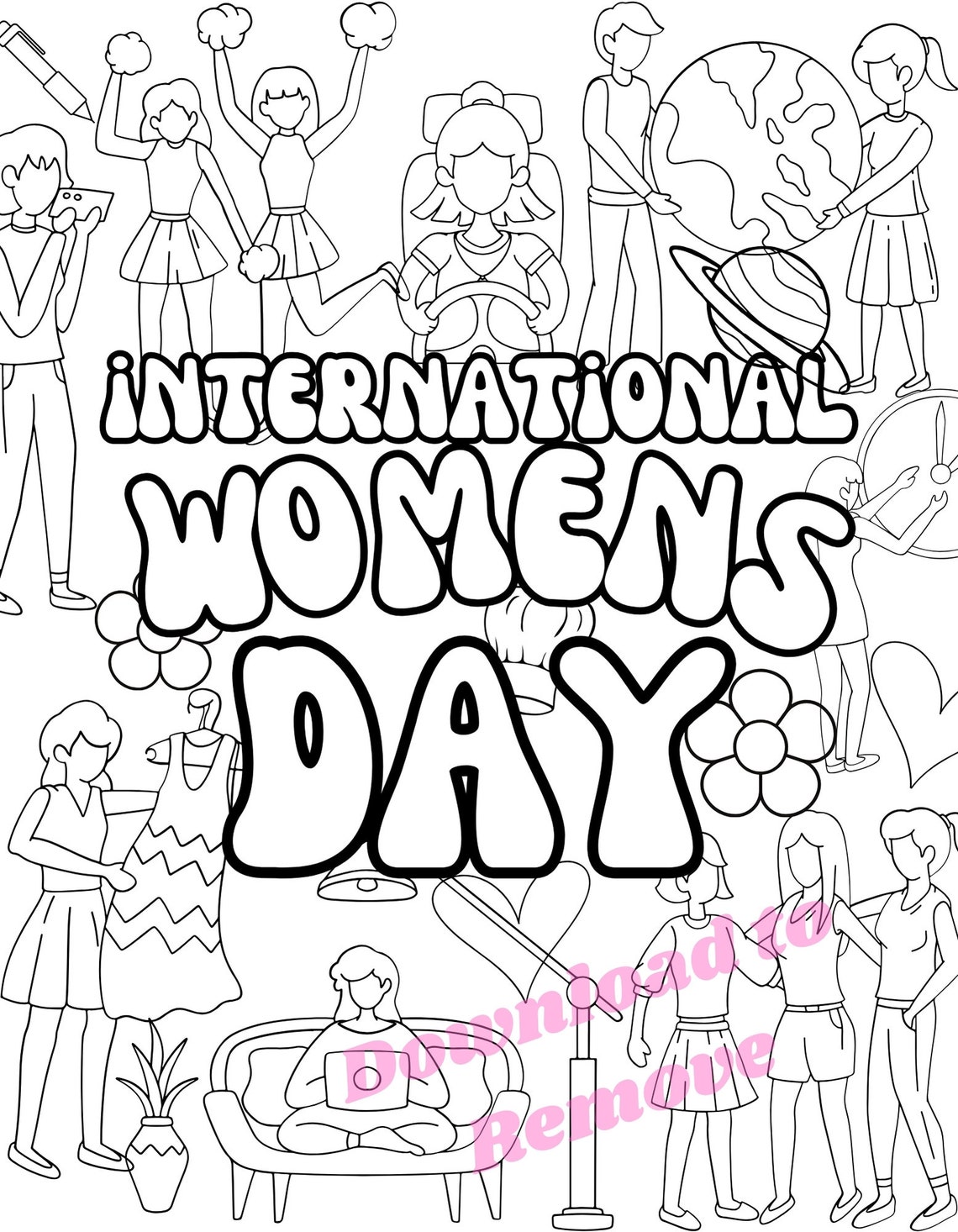 Womens Day Coloring Sheet, Elementary School Colouring, International ...