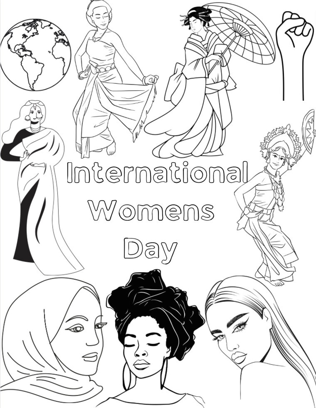 International Women's Day Coloring Sheet, Diversity Colouring - Etsy ...
