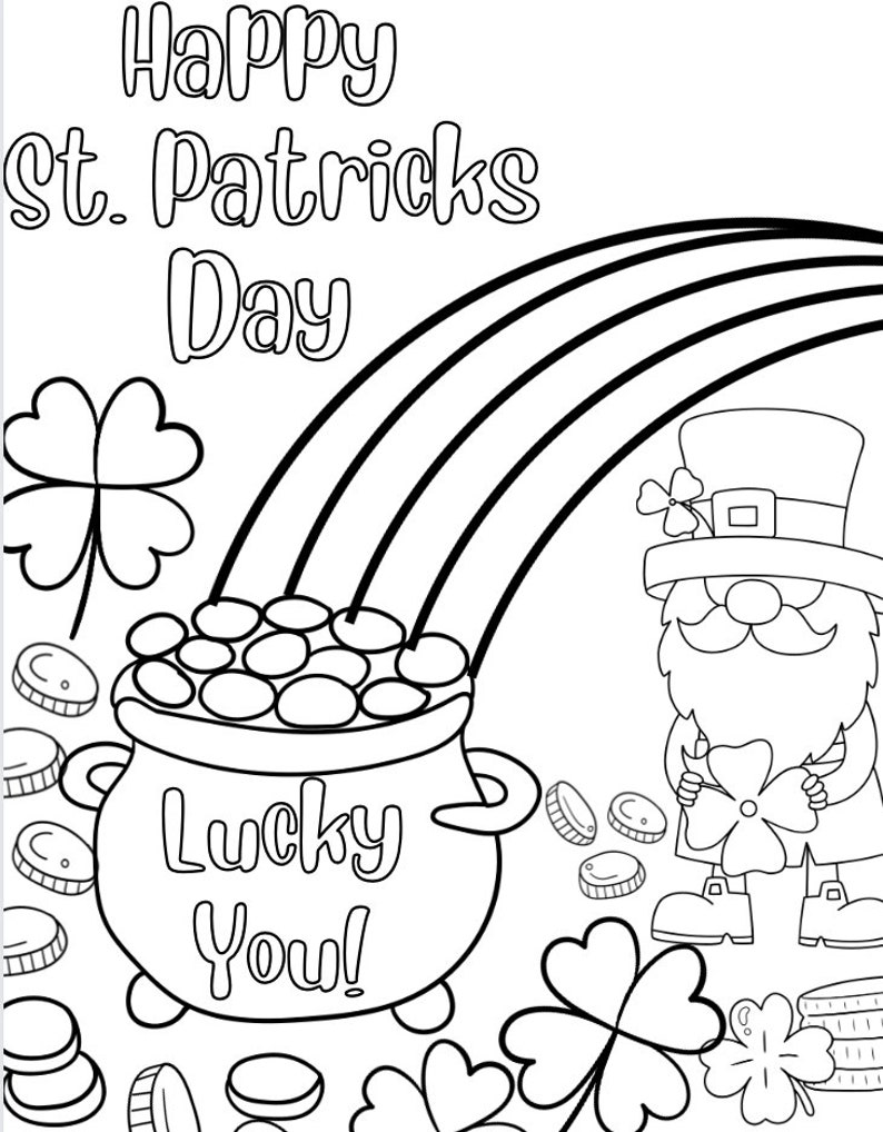 St. Patricks Day Coloring Sheet, Elementary School Activity - Etsy