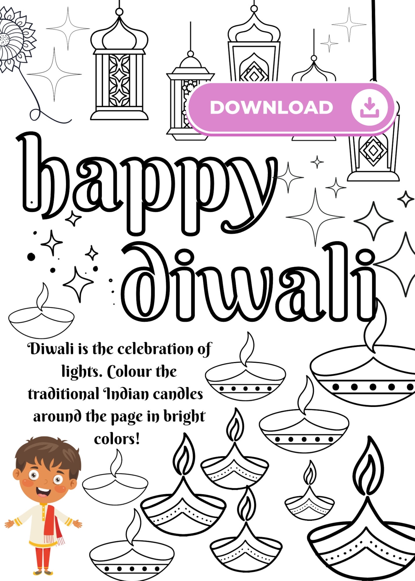 Diwali Activity, School Colouring Activity (Download Now) - Etsy
