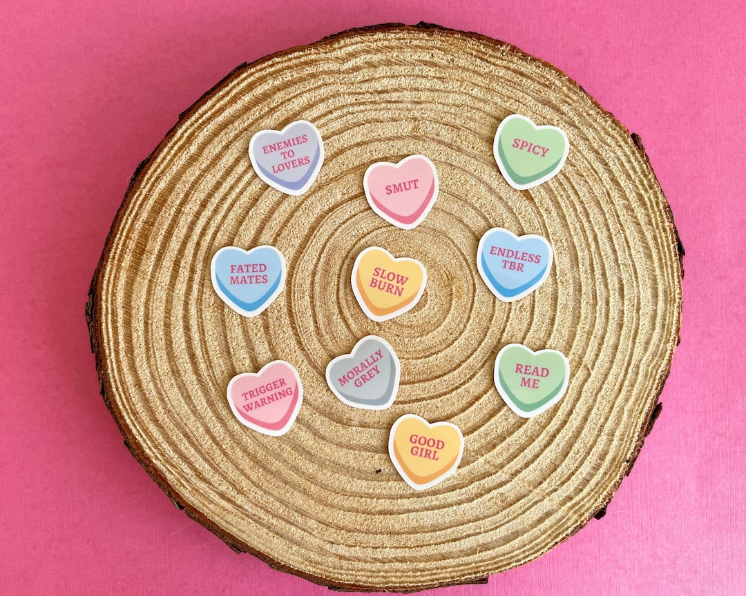 Bookish Valentine Hearts Sticker Pack (10 Stickers), Gift for Reader ...