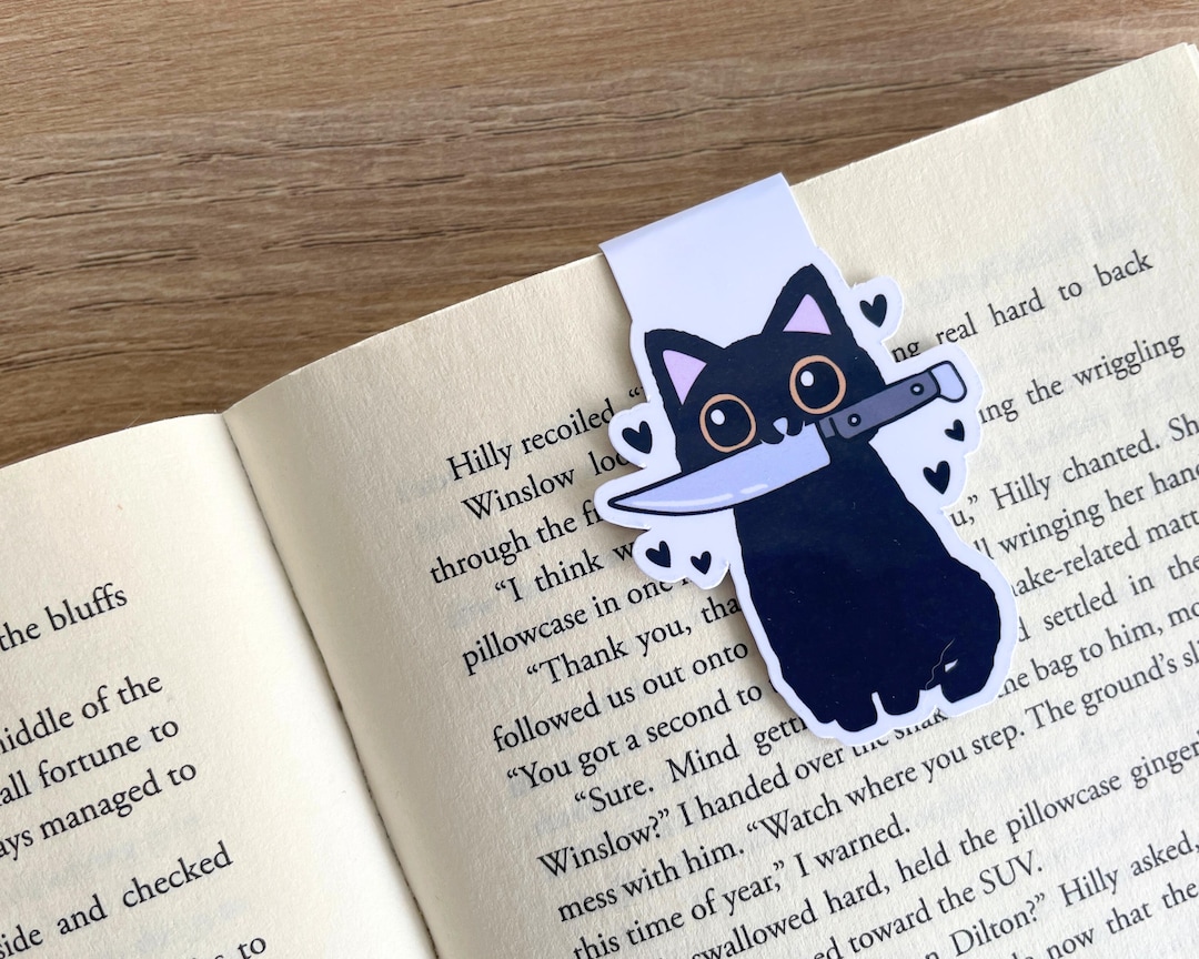Black Cat Magnetic Bookmark, Serial Killer Reader Bookmark - Etsy