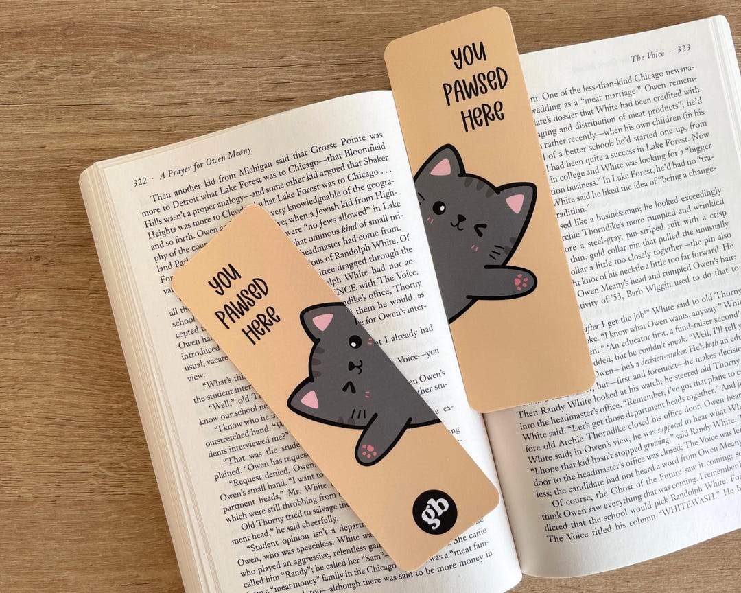 You Pawsed Here Bookmark Printed on Both Sides, Gift for Readers and ...