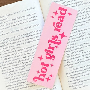 Pink Hot Girls Read Bookmark Printed on Both Sides, Bookish Girlie ...