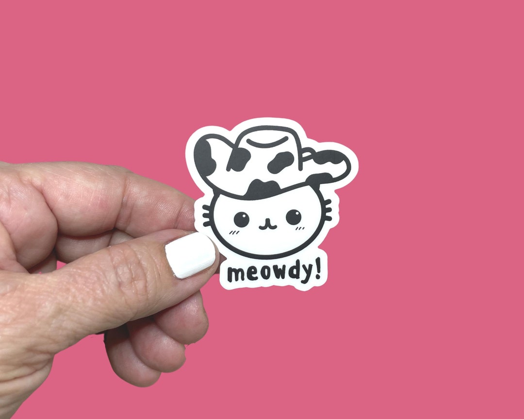 Cowboy Hat Cat Sticker Meowdy Sticker Cat Mom Crazy Cat - Etsy