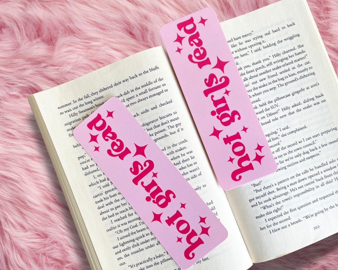 Pink Hot Girls Read Bookmark Printed on Both Sides, Bookish Girlie ...
