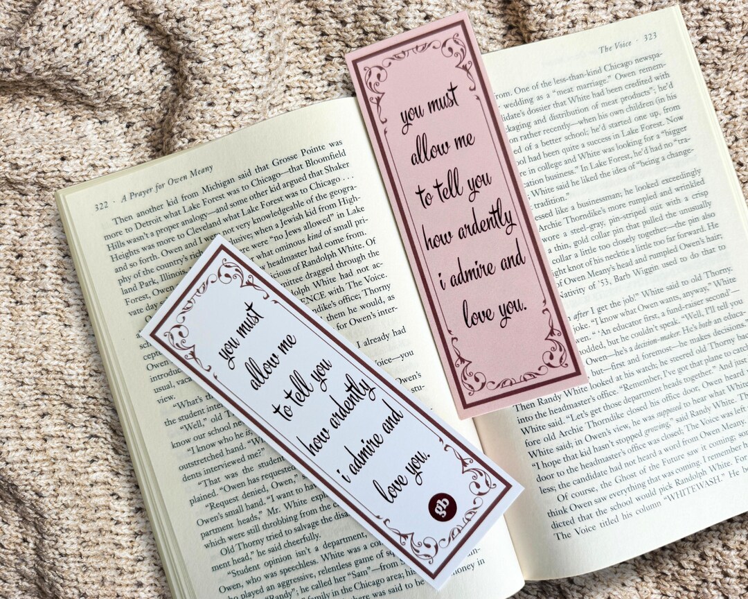 Jane Austin Bookmark, Pride and Prejudice Book Quote Bookmark, Girlie ...