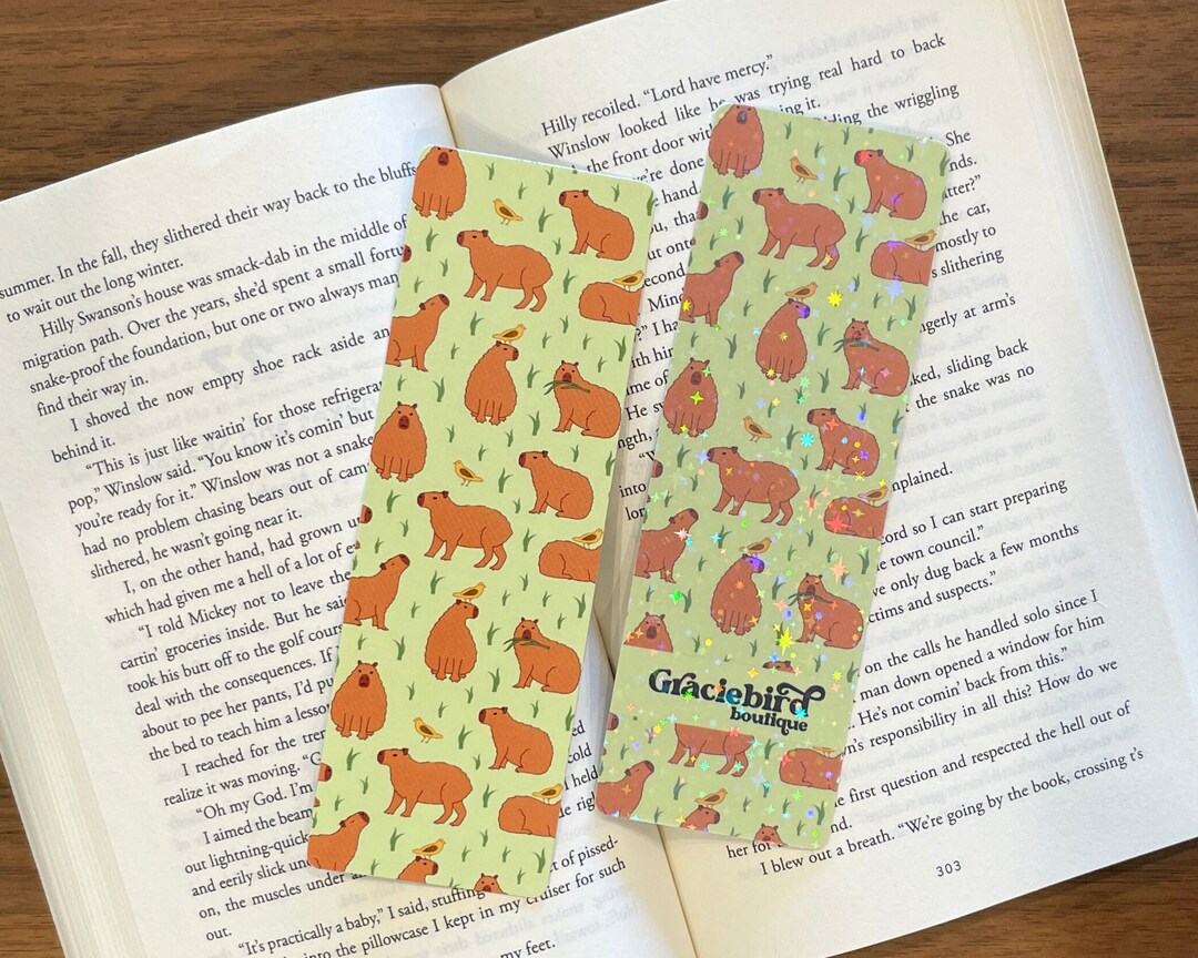 Cute Capybara Cardstock Bookmark, Front and Back Printed, FAST & FREE ...