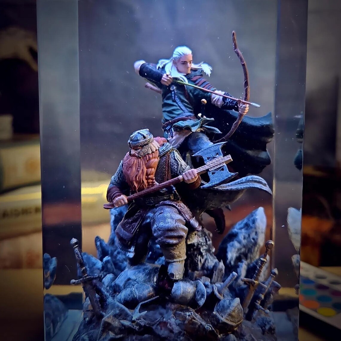 Legolas and Gimli Lord of the Rings Resin Lamp, Handmade LED Battle ...