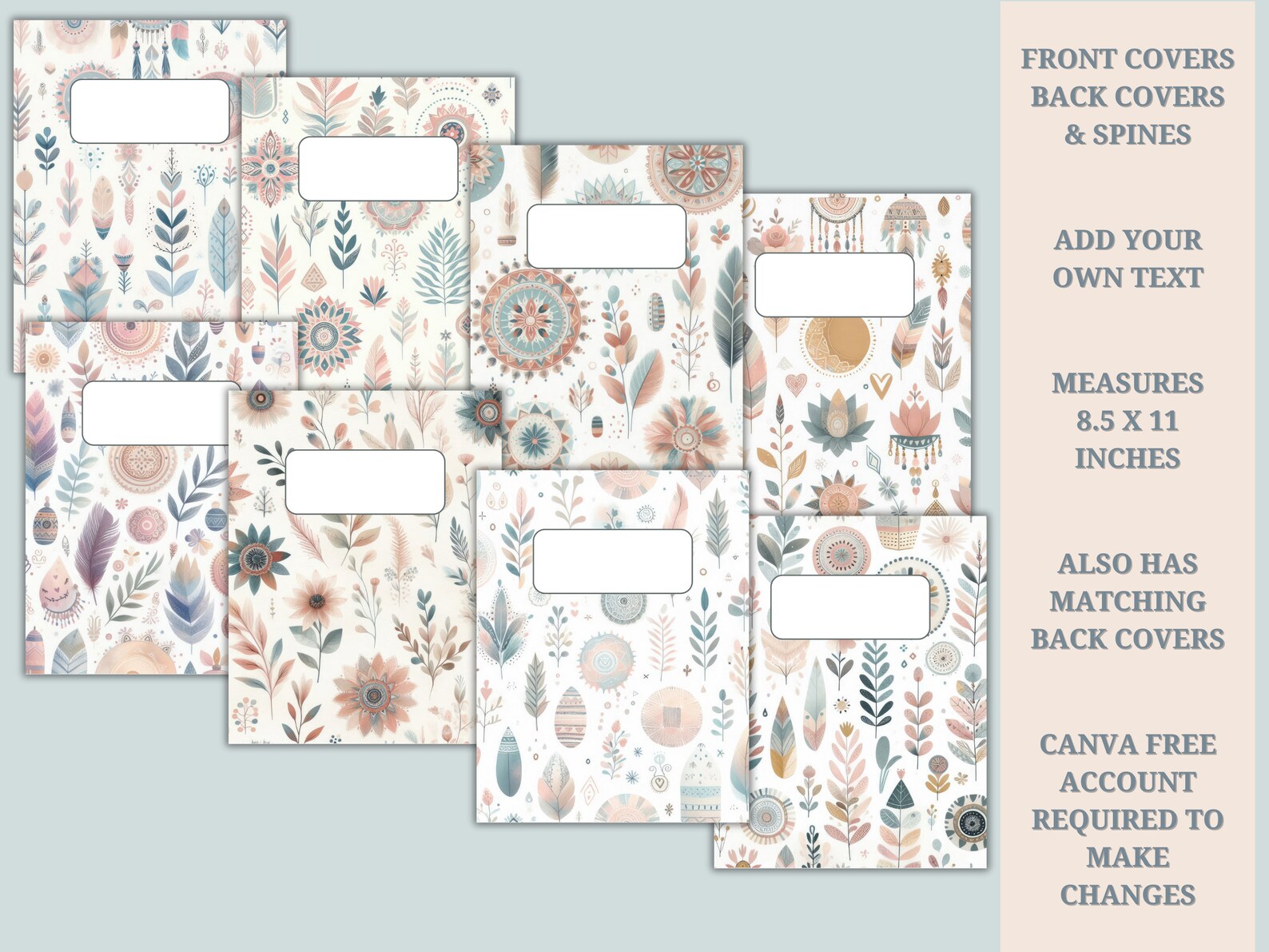 Boho Binder Cover Bundle: DIY Printable, US Letter & A4 (canva ...