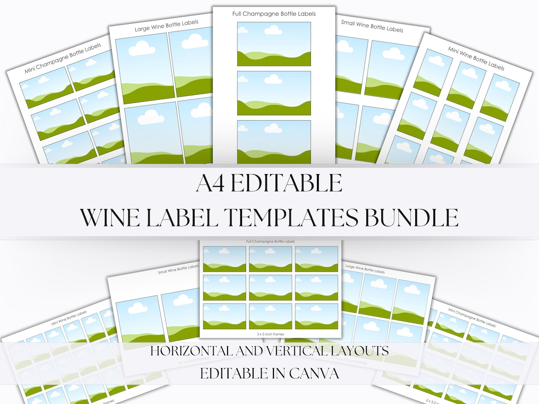 Editable Canva Wine Label Template, Print Your Own Wine Labels, Custom ...