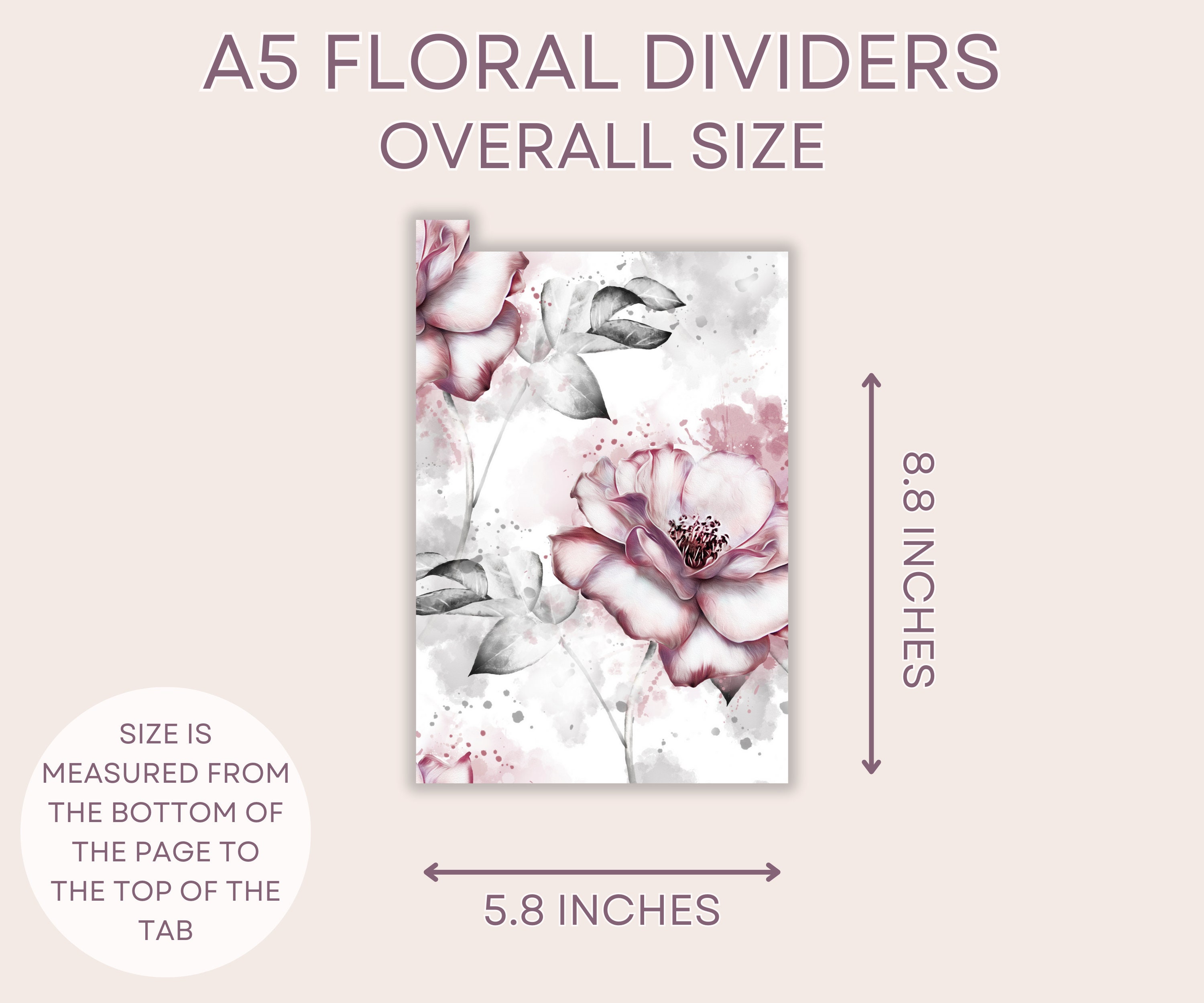 A5 Floral Planner Divider SVG PNG PDF Cut File A5 7 Top - Etsy