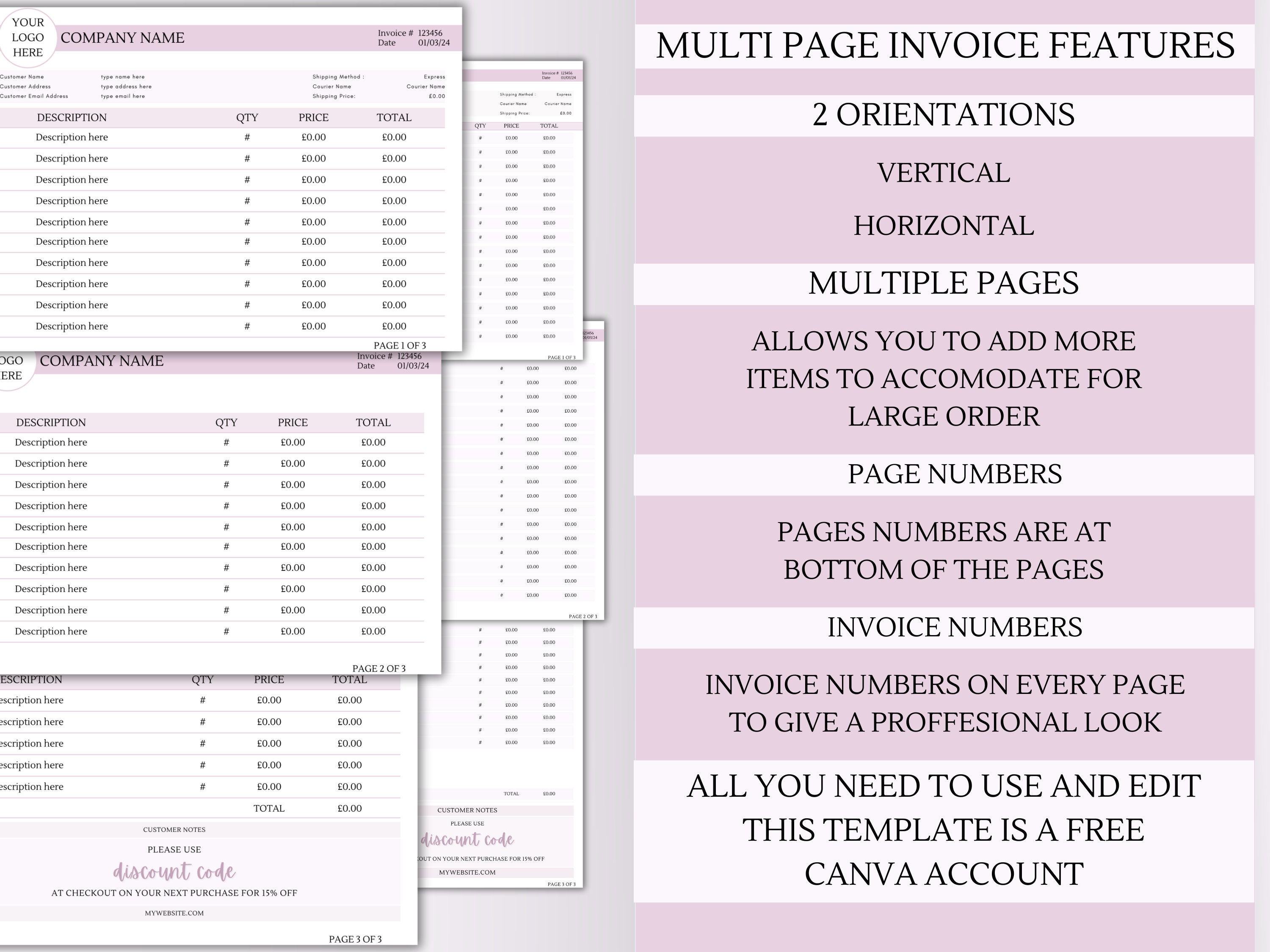 Editable Invoice, Easy to Use Canva Template, Editable Canva Invoice ...