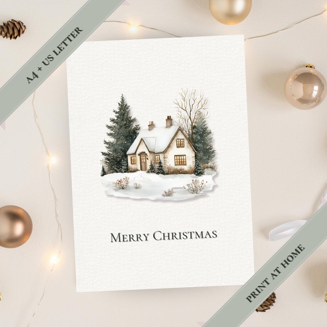 Printable Christmas Card • A4 & US Letter • Folded Holiday Card PDF ...