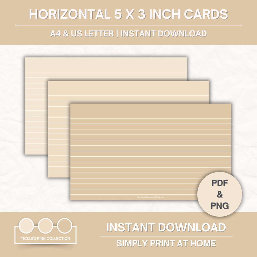 Printable 5x3 Index Cards: Lined & Unlined, Sand (digital Download) - Etsy