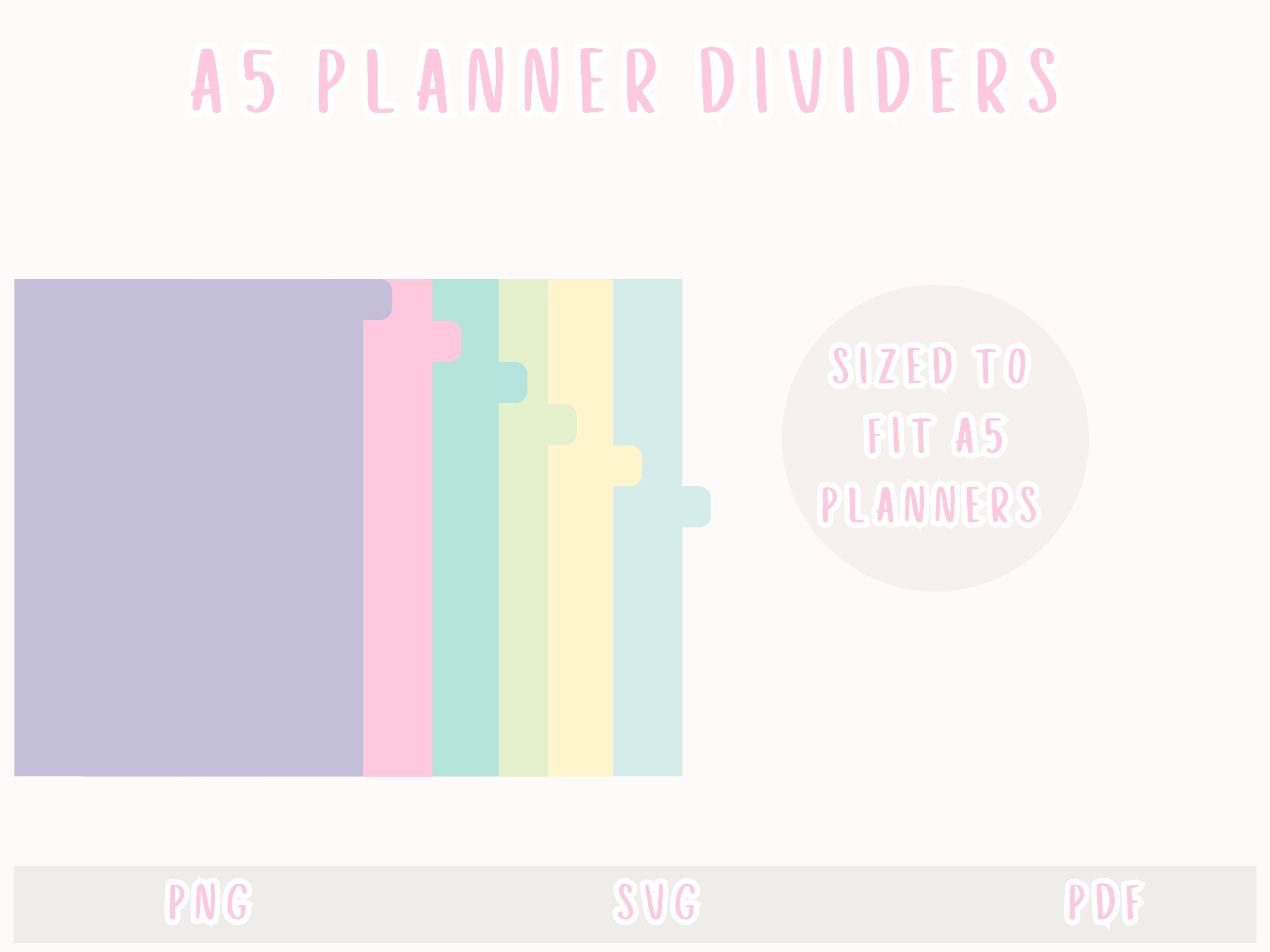A5 Planner Divider SVG PNG PDF Cut File A5 12 Side Tabbed - Etsy UK