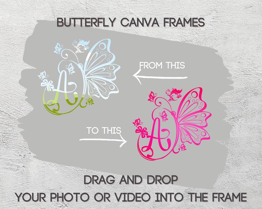 Canva Letter Frames, Canva Letter Frame, Butterfly Canva Frame, Fully ...