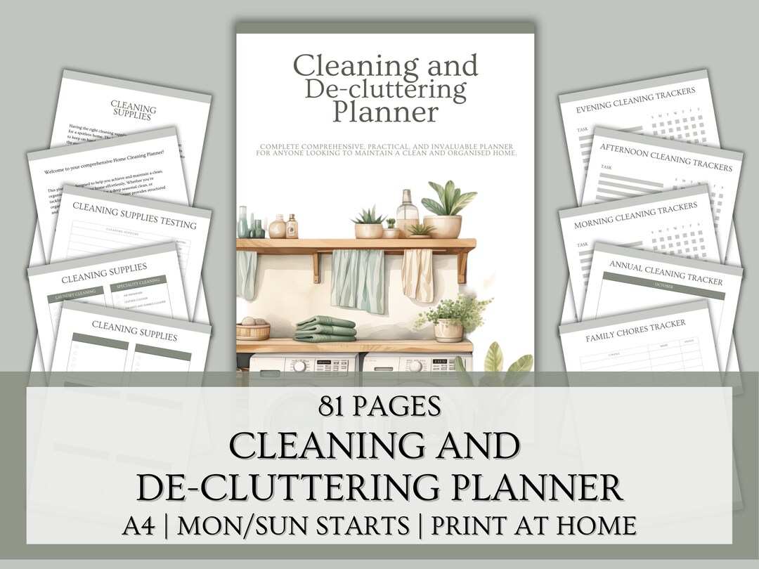 81 Page Cleaning De-cluttering Workbook , A4 Cleaning Workbook ...