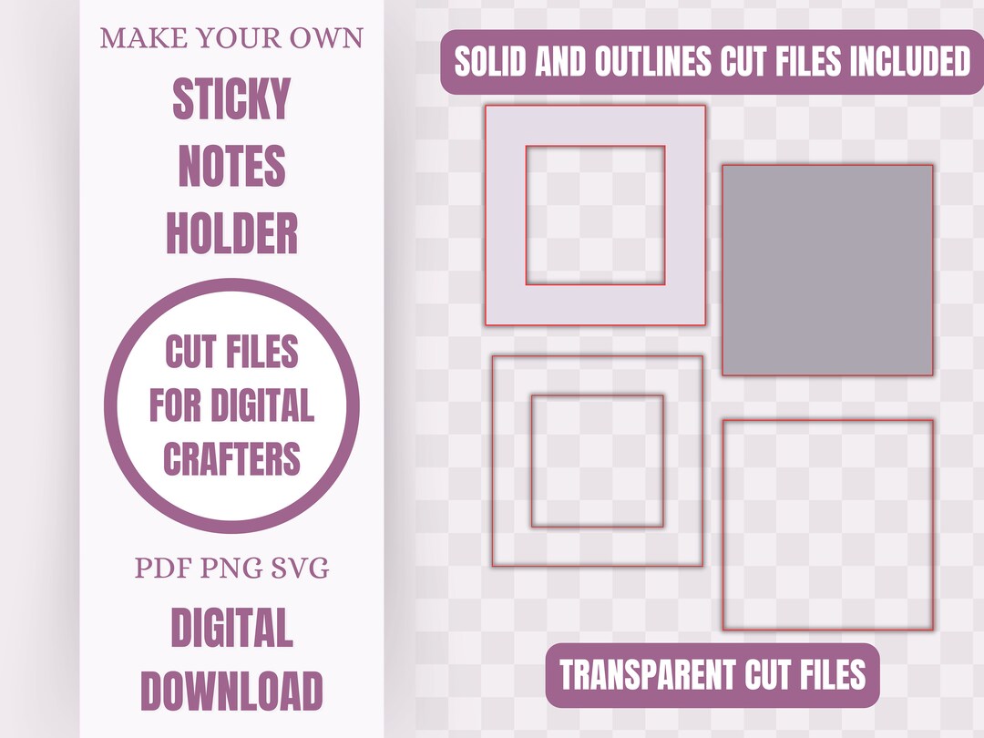Sticky Note Holder Blank Template, Post It Note Template, Laser Ready ...