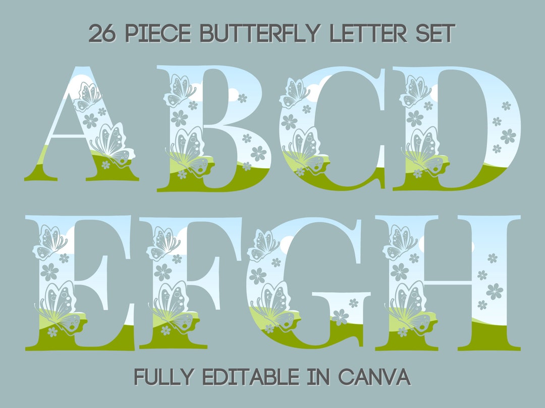 Canva Frames, Canva Letters, Butterflies Letters, Easy to Use, Drag and ...