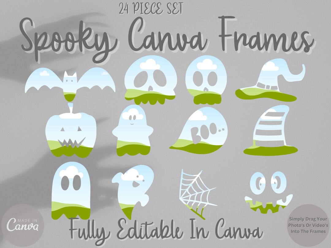 Fill-your-own Spooky Canvas Frame Template, Drag-and-drop Spooky Canvas ...